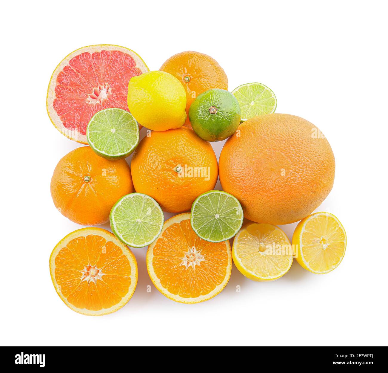 Fresh citrus fruits on white background Stock Photo - Alamy