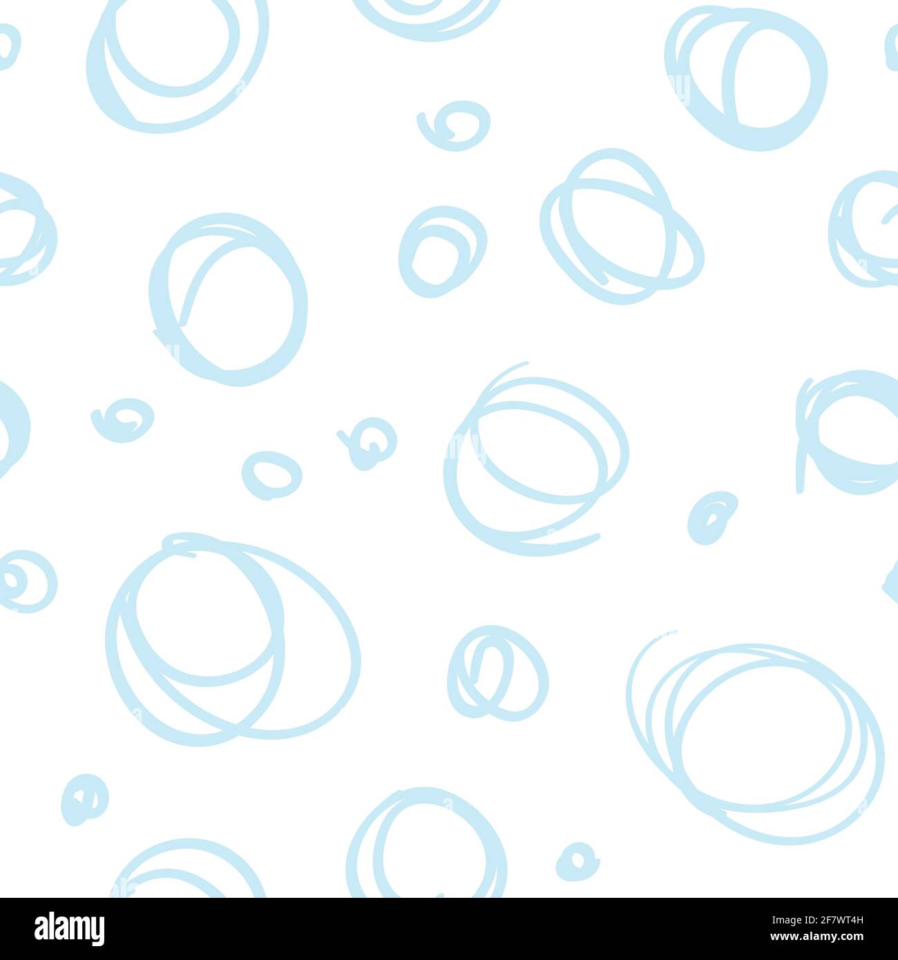 Seamless endless pattern of hand drawn circles in blue color for fabric ...
