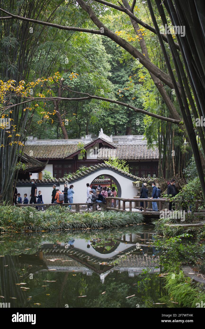 Bamboo and gardens at Du Fu's Thatched Cottage, Chengdu, China Stock ...