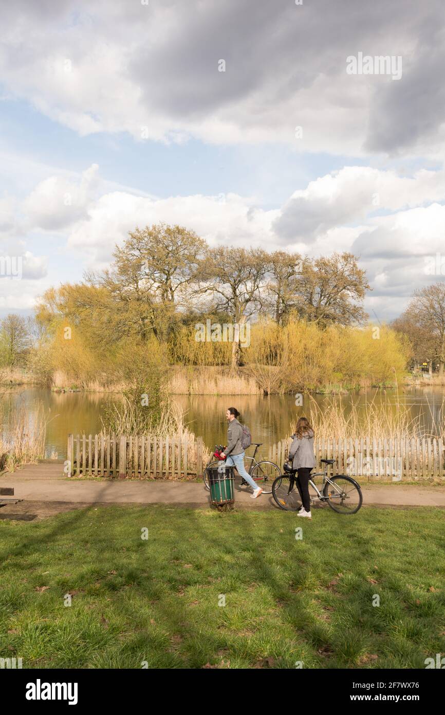 Mount Pond and island, Clapham Common, Clapham, London SW4, U.K Stock ...