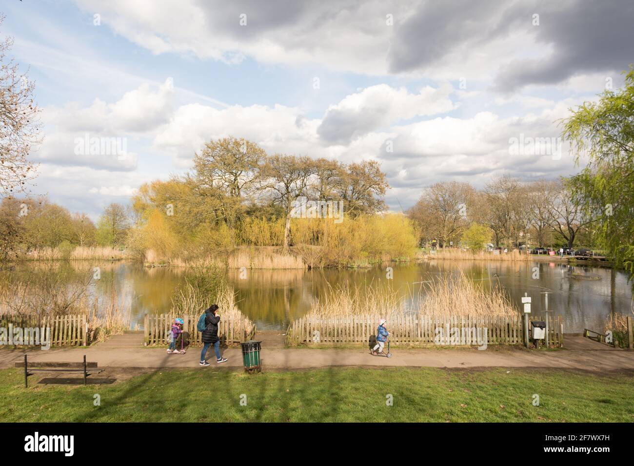 Mount Pond and island, Clapham Common, Clapham, London SW4, U.K Stock ...