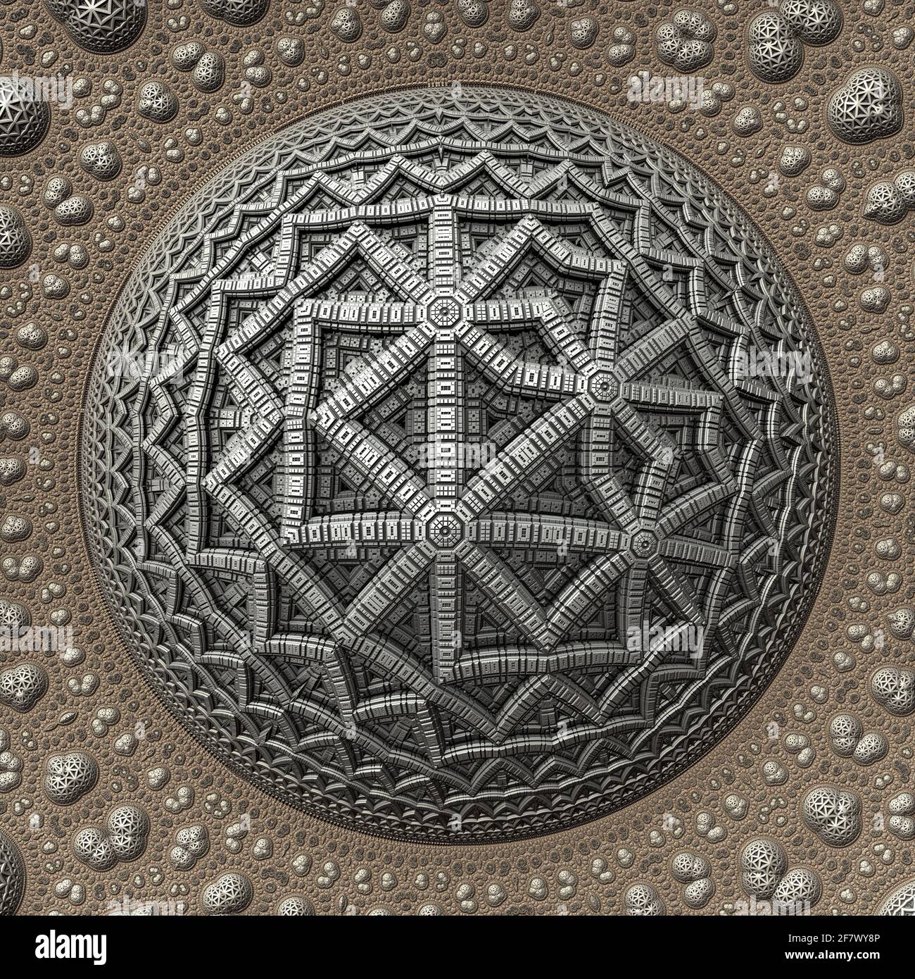 Bizarre 3D fractal background with recursive structures and shapes ...