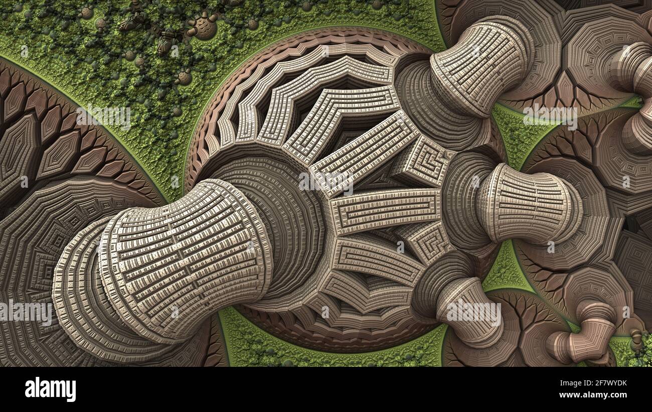 Geometric 3D fractal background with recursive structures and shapes ...