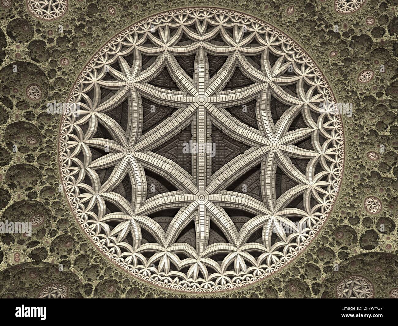 Bizarre 3D fractal background with recursive structures and shapes ...