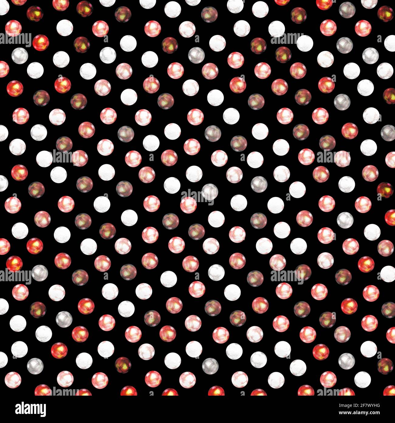 Illustration of abstract red and white toned round particle on black ...