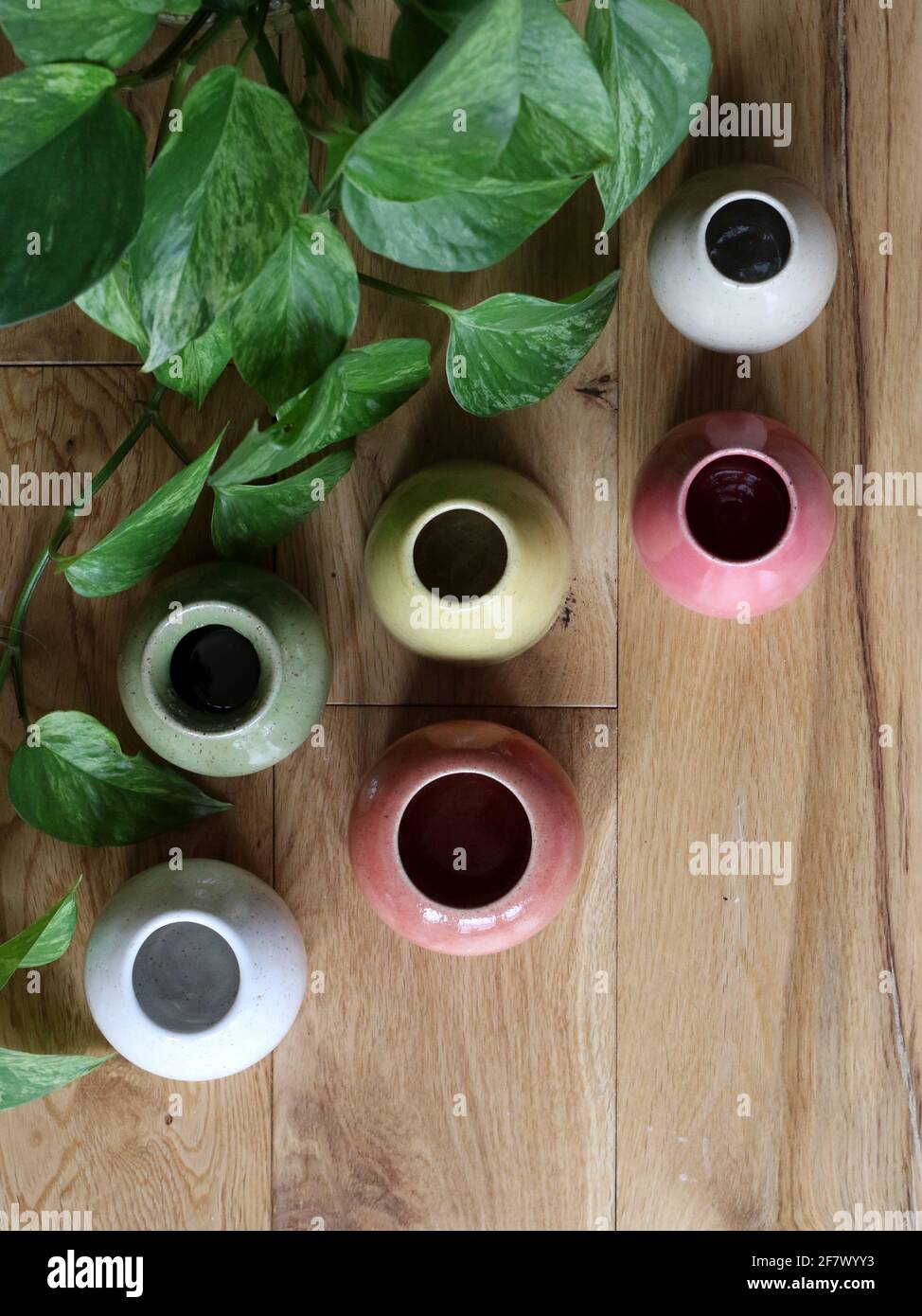 Pottery bud vases made using a manual 'Kickwheel' pottery wheel Stock ...