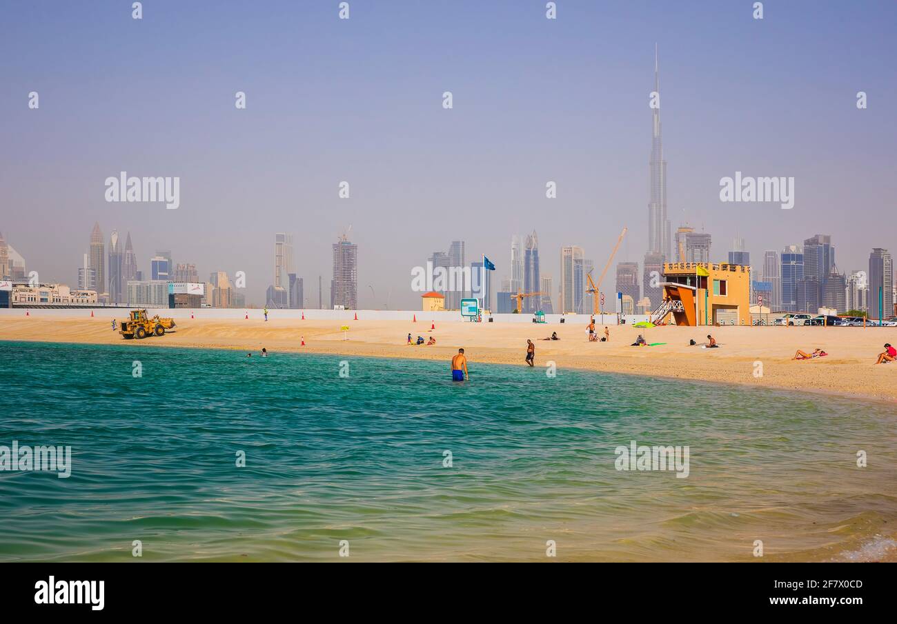 Dubai, UAE - March 04, 2021: One of the city beaches of Dubai Stock ...