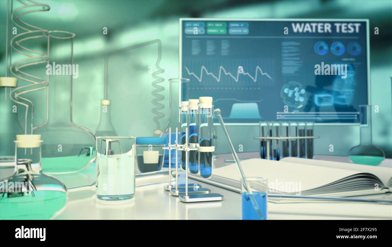 laboratory fresh water gene test, cg medical 3d illustration Stock ...