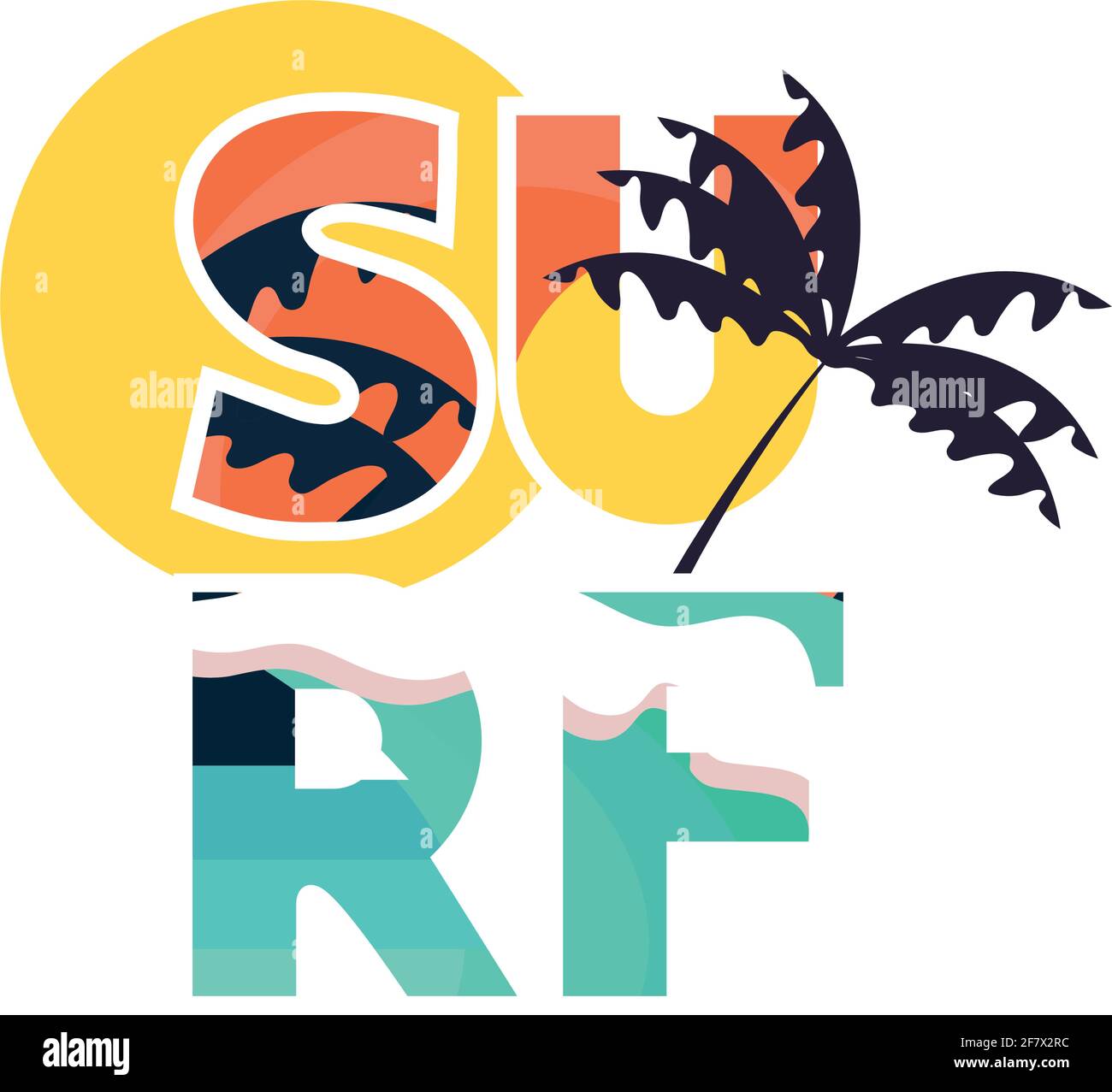 surf lettering palm tropical design Stock Vector Image & Art - Alamy