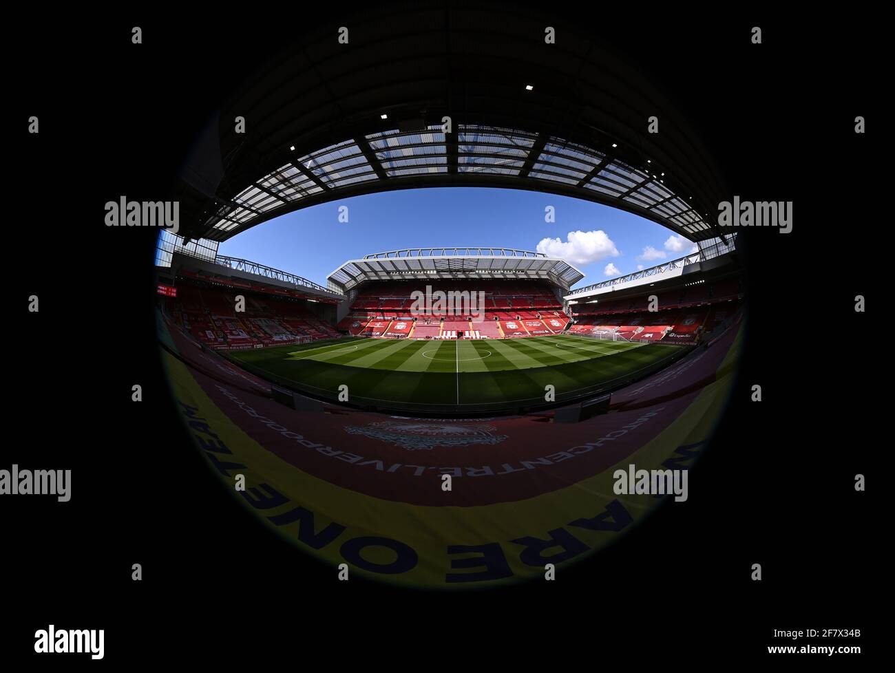 A general view of the pitch before the Premier League match at Anfield ...