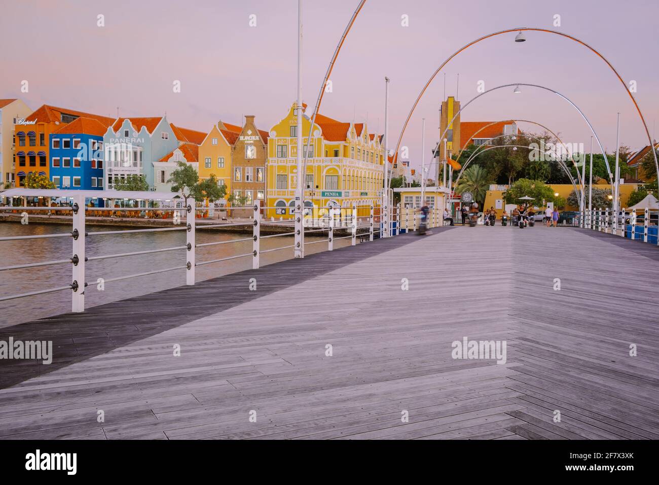 Curacao Willemstad March 2021, sunset at the colorful city of ...