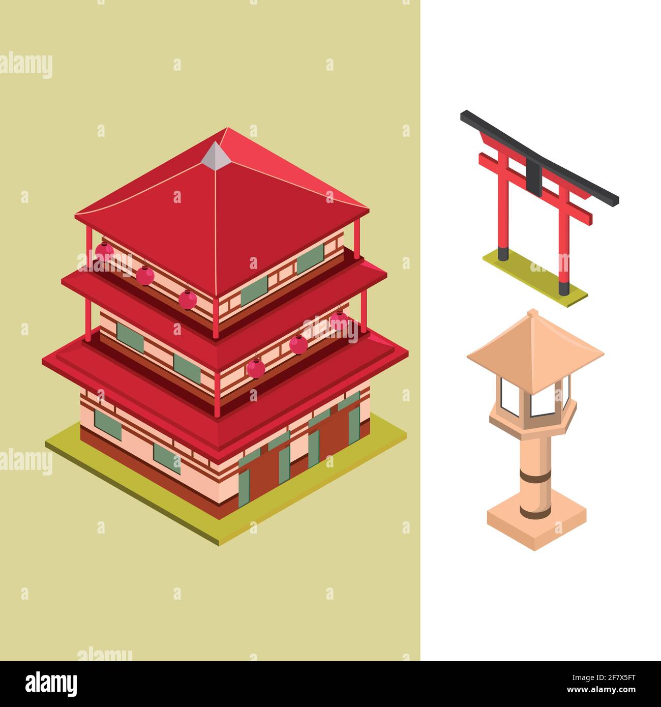 japanese building gate lamp isometric Stock Vector Image & Art - Alamy