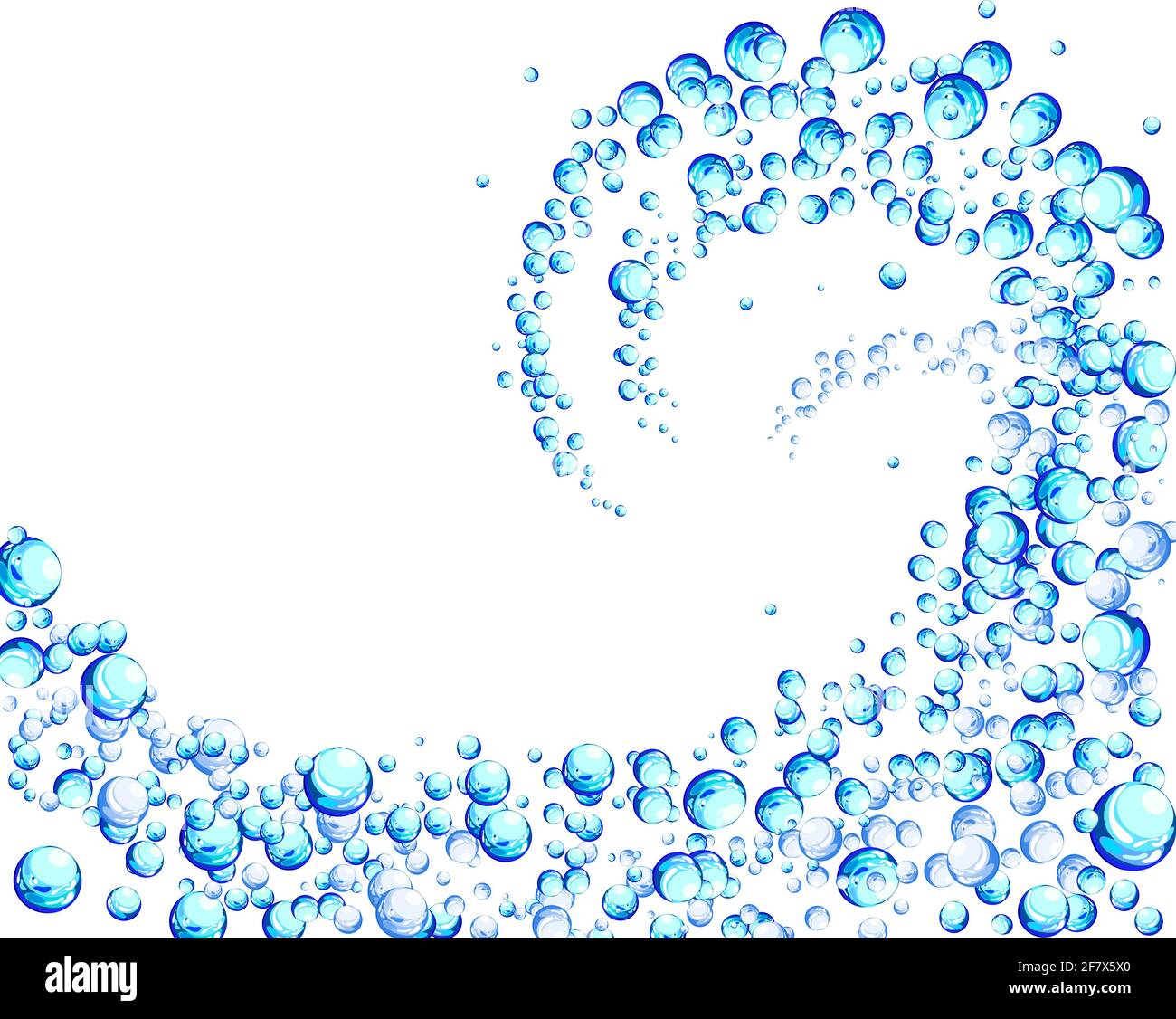 Water Lines Concept Design With Bubbles of Air and Text Space. Elegant ...