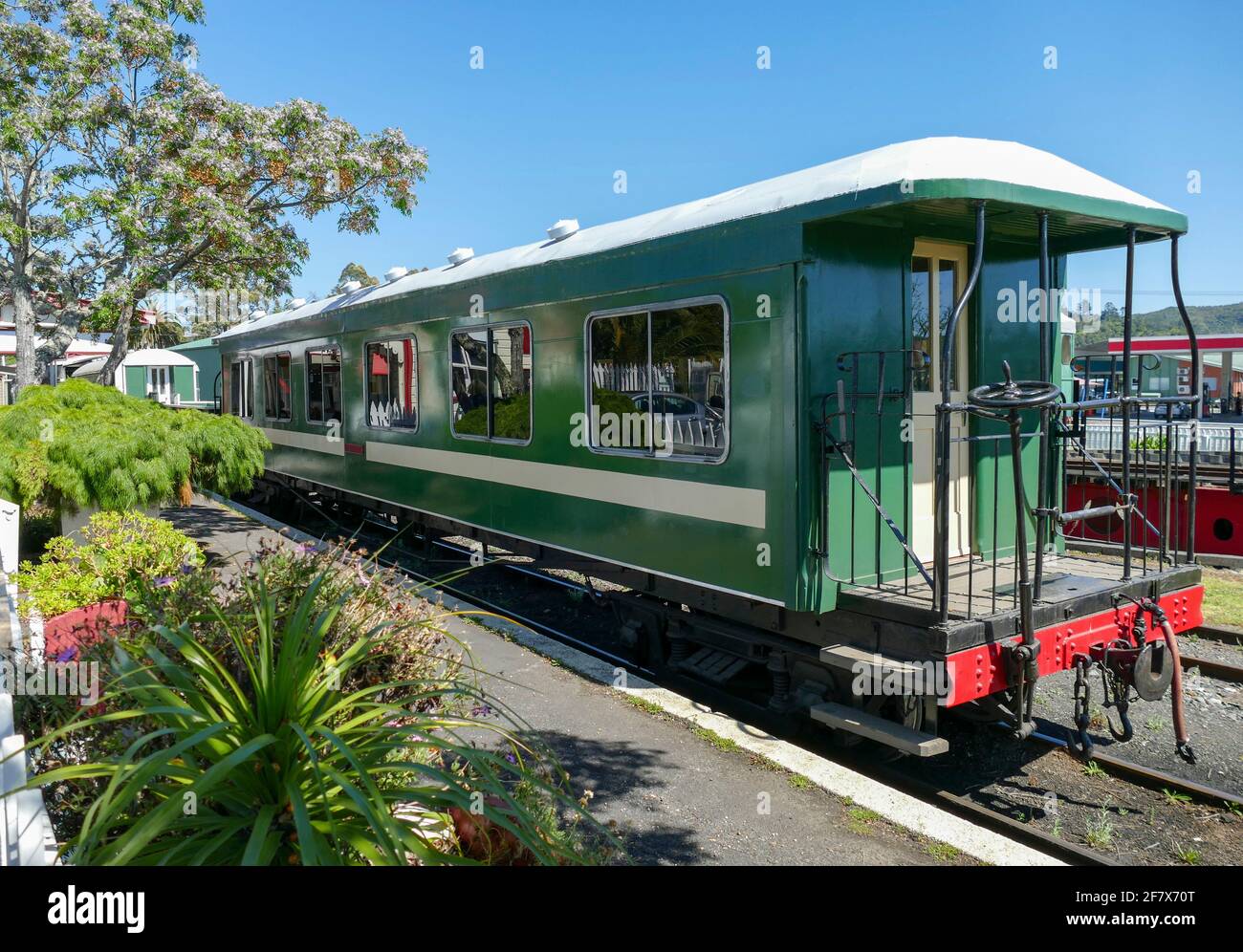 sunny scenery with locomotive cart in Kawakawa in New Zealand Stock ...