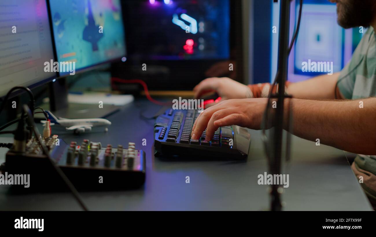 Close up streamer typing rgb hi-res stock photography and images - Alamy