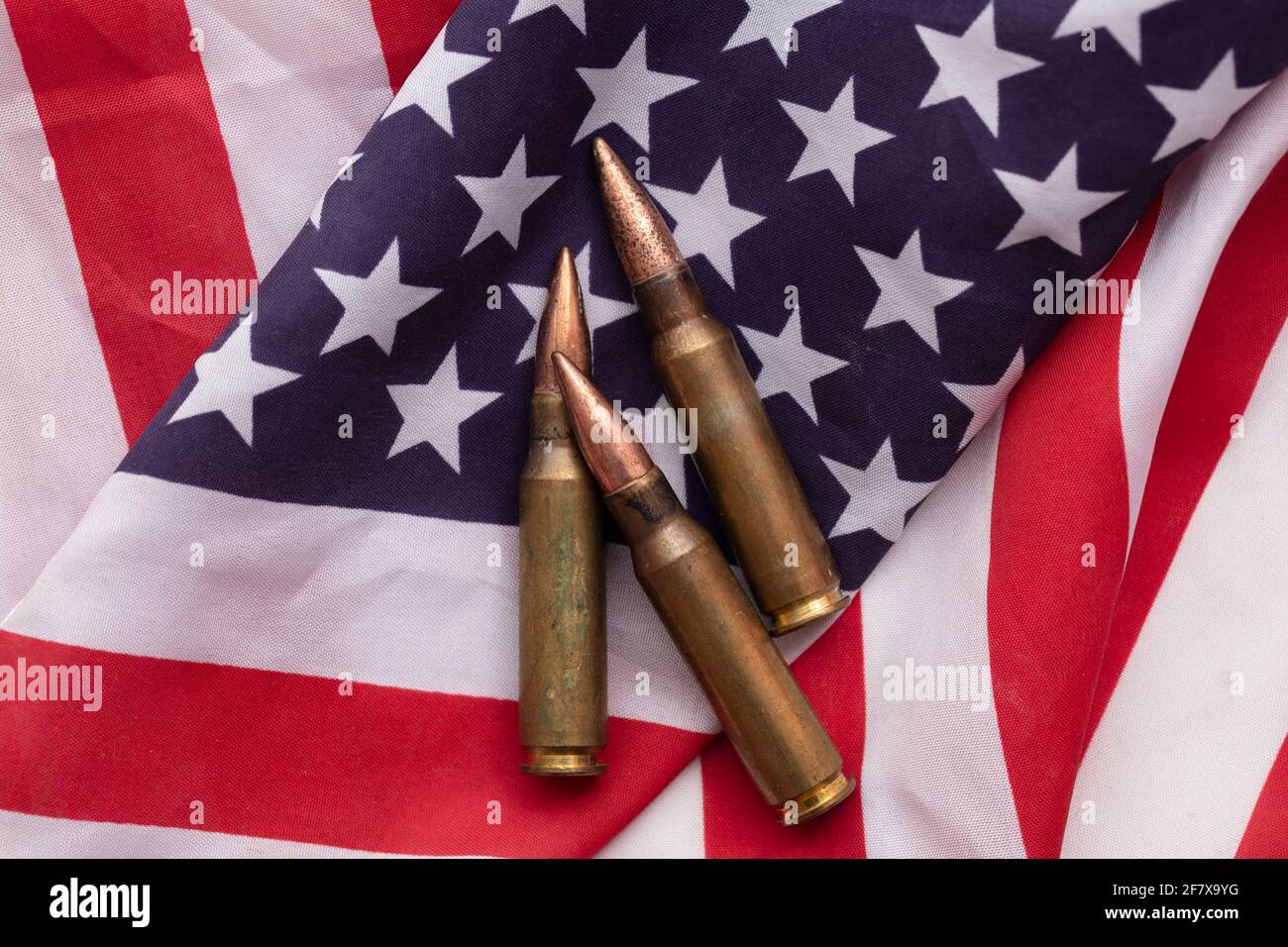 Bullet ammunition on a United states stars and stripes flag Stock Photo ...
