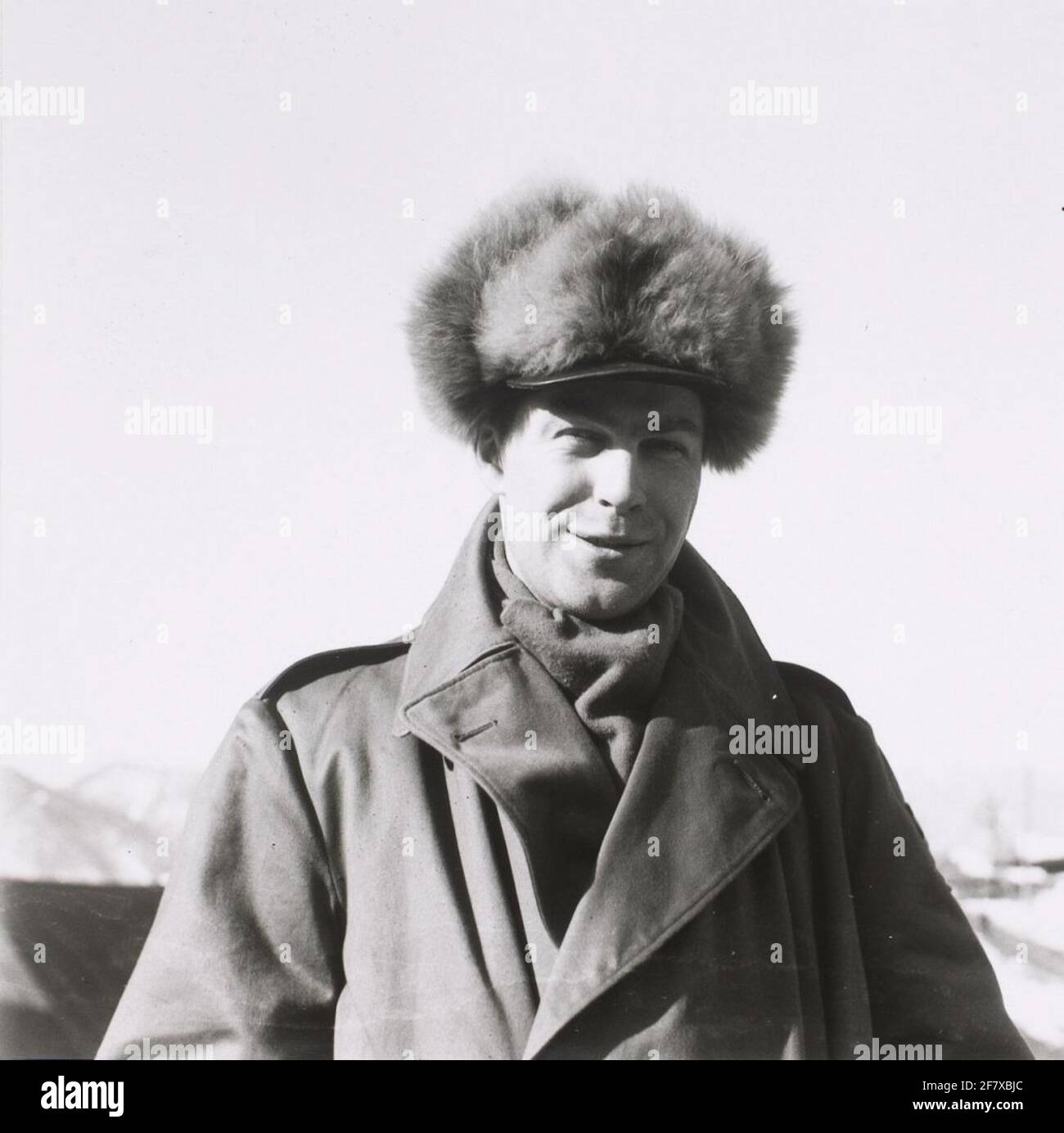 Portrait of Wim Dussel with fur hat. W.D. On Christmas 1950 Stock Photo ...