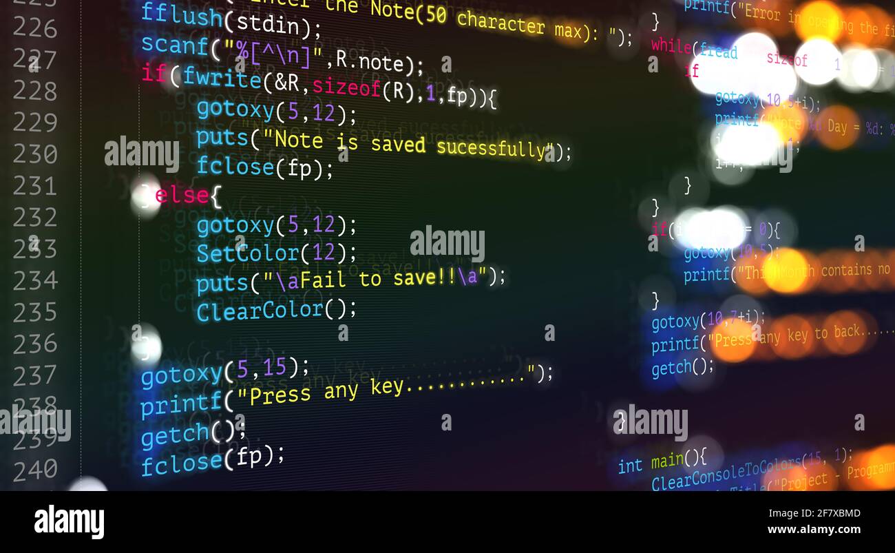 Abstract Modern Tech Of Programming Code Screen Developer C Programming Language Of Computer