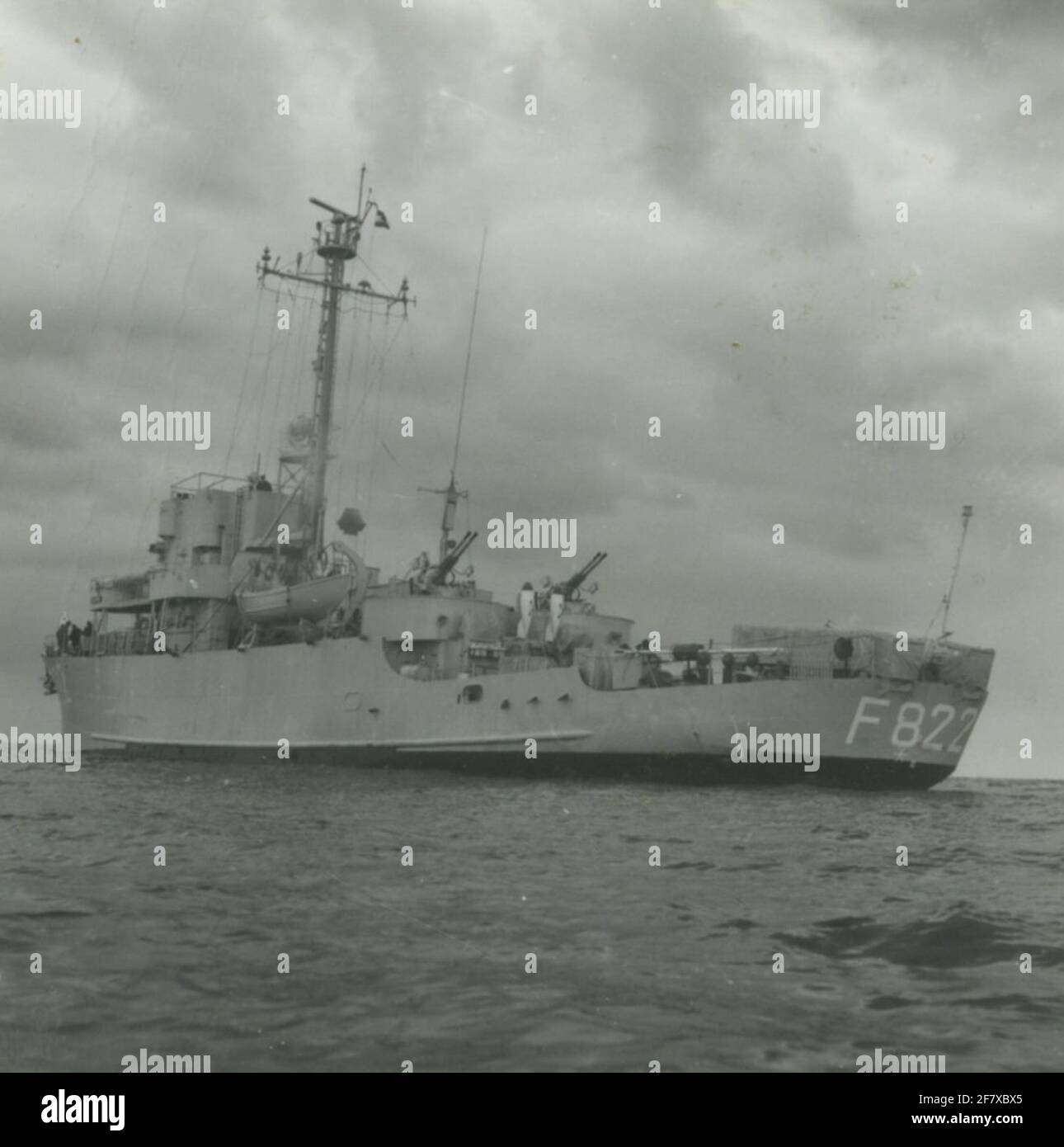 Wolf class Frigate Hr.Ms. Jaguar (1954-1983), during fishing inspection ...