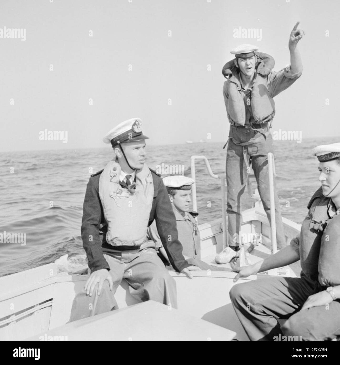 Fishing inspection in the North Sea with the frigate of predator class ...