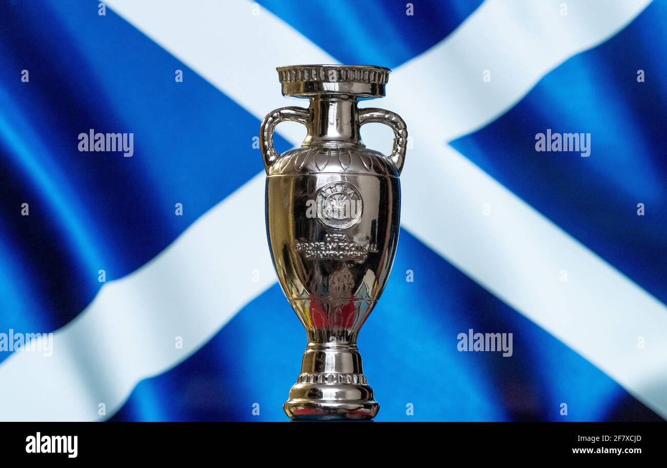 April 10, 2021. Glasgow, Scotland. UEFA European Championship Cup with ...