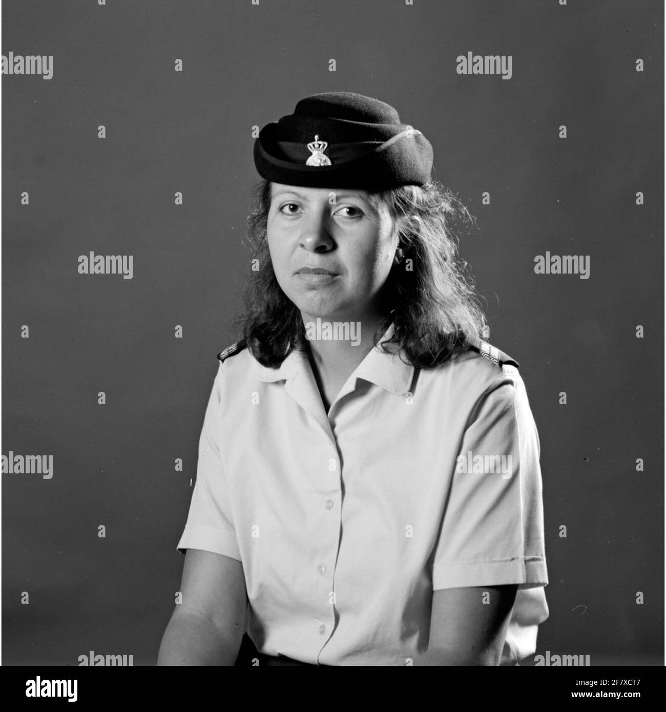 Portrait of a female corporal of the Royal Netherlands Marechaussee ...