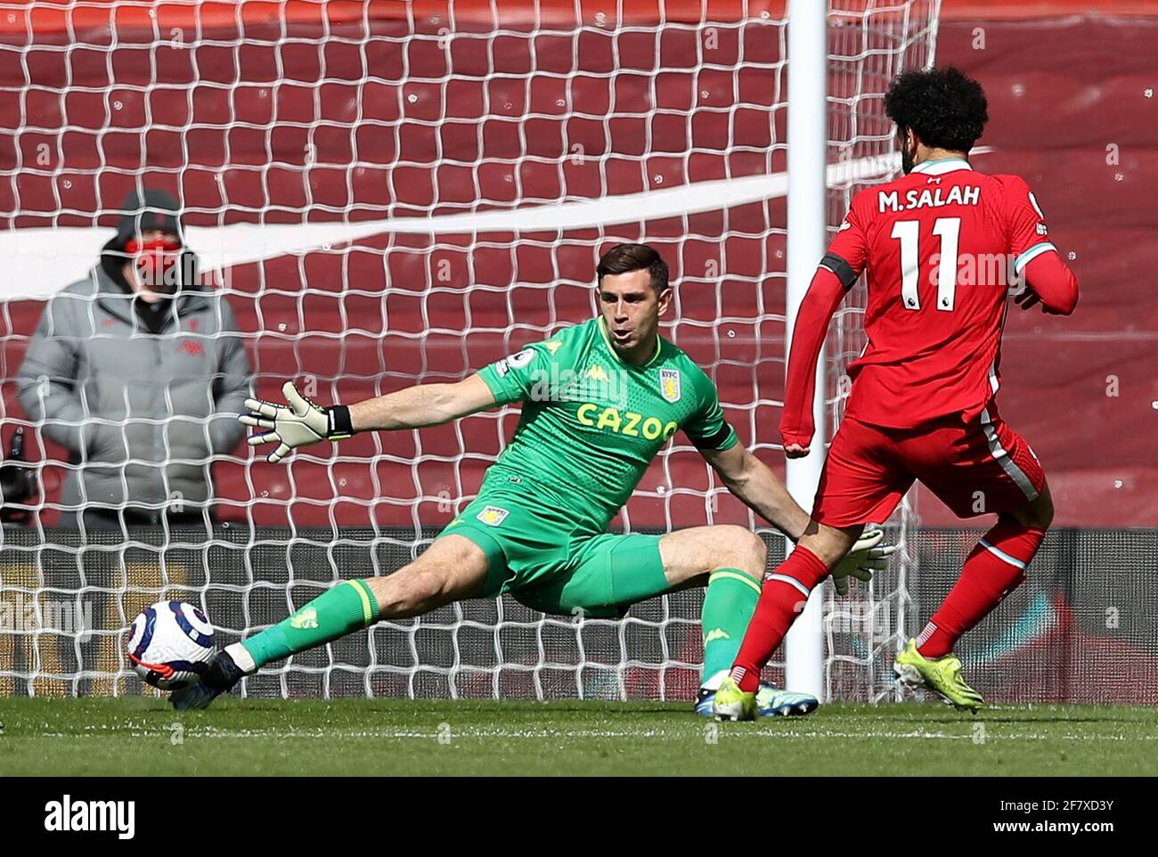 Liverpool's Mohamed Salah attempts a shot on goal during the Premier ...
