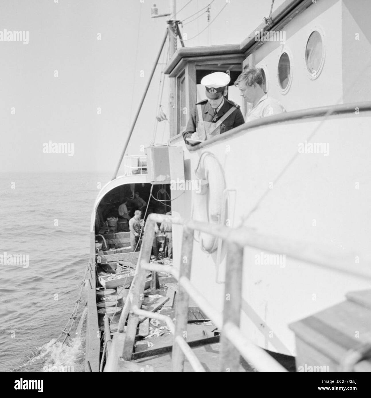 Fishing inspection in the North Sea with the frigate of predator class ...