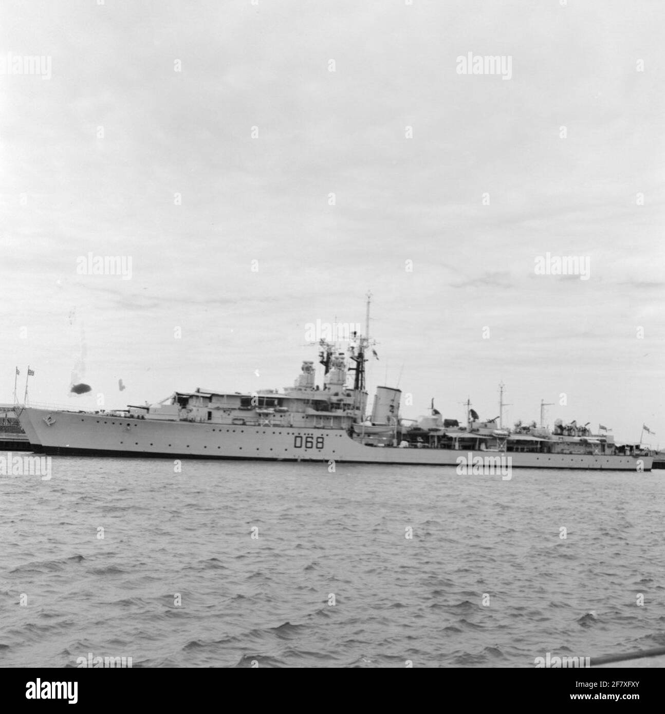 HMS Barrosa (D68), with a sister ship behind it, visiting Den Helder ...