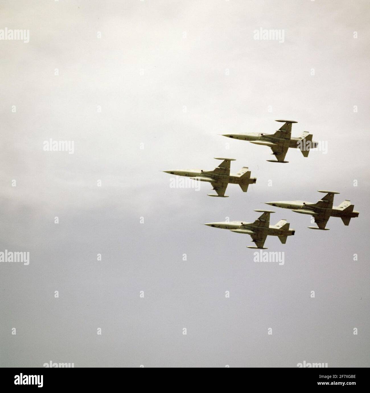 Northrop NF-5As in a four-formation time the open day in Deelen in the ...
