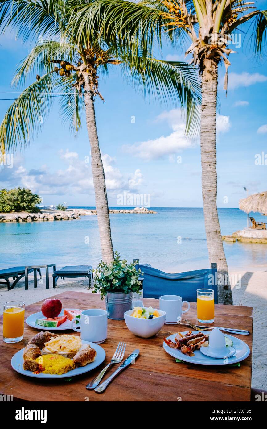 Breakfast food over landscape background hi-res stock photography and ...