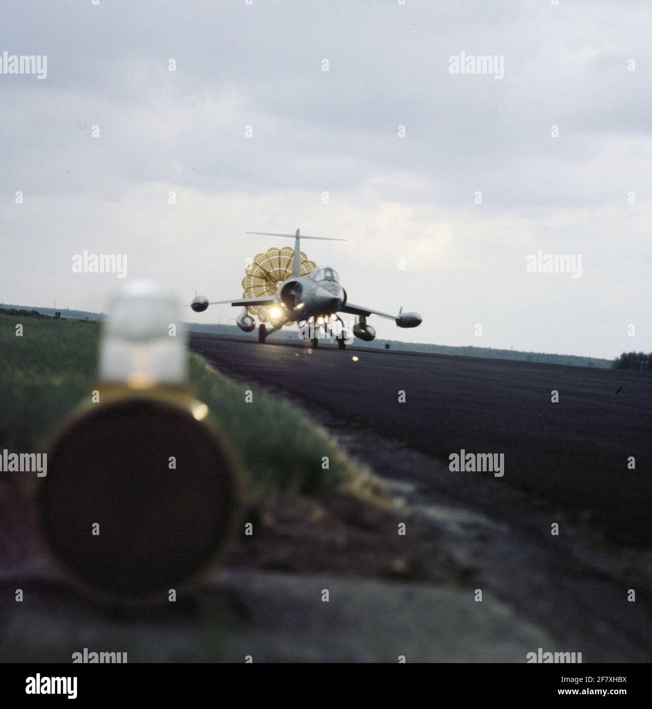 A Lockheed F-104G Starfighter with brake parachute Stock Photo - Alamy