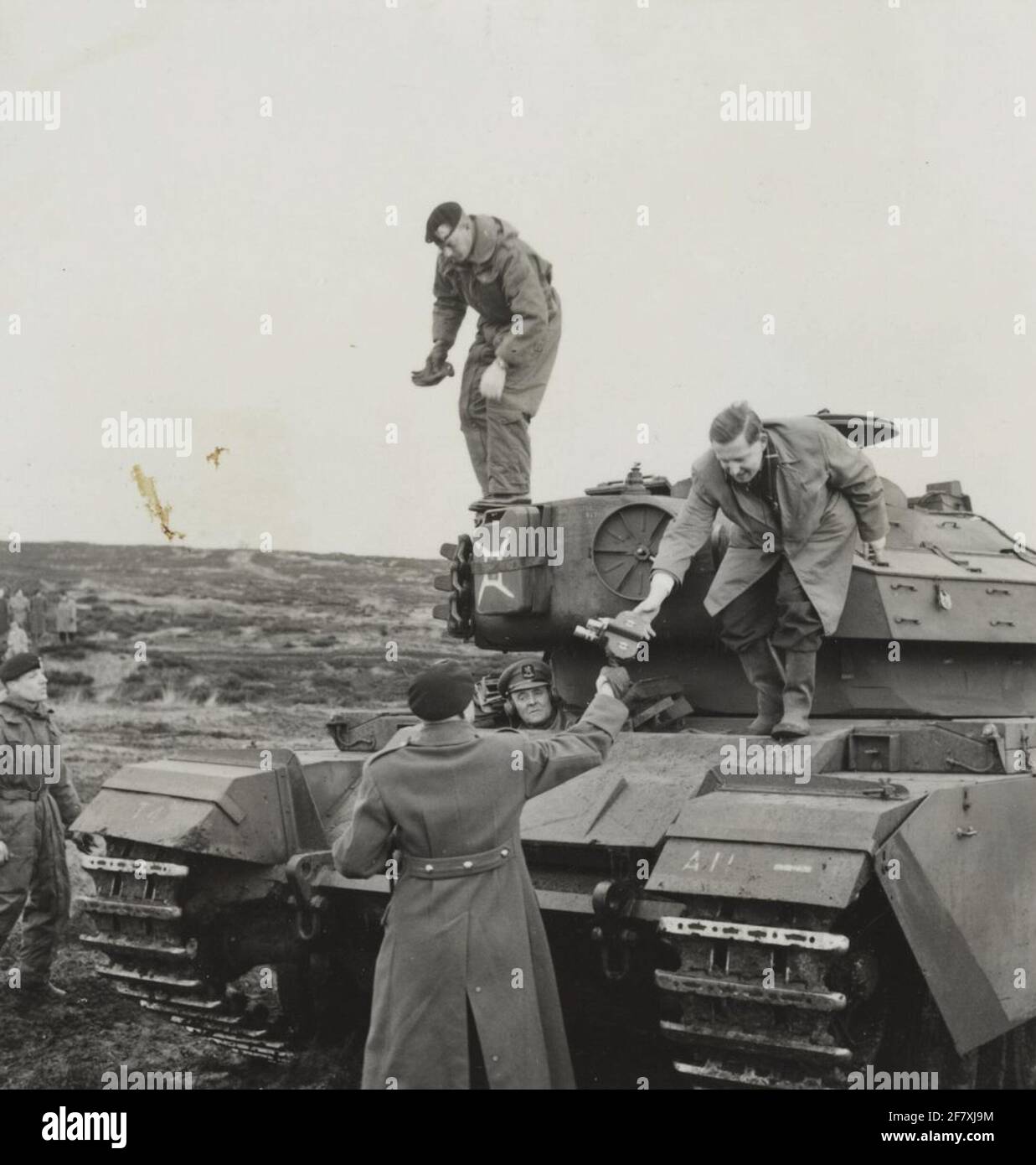 General Gypsum does exam for tank driver with the Centurion MK 5 Battle ...