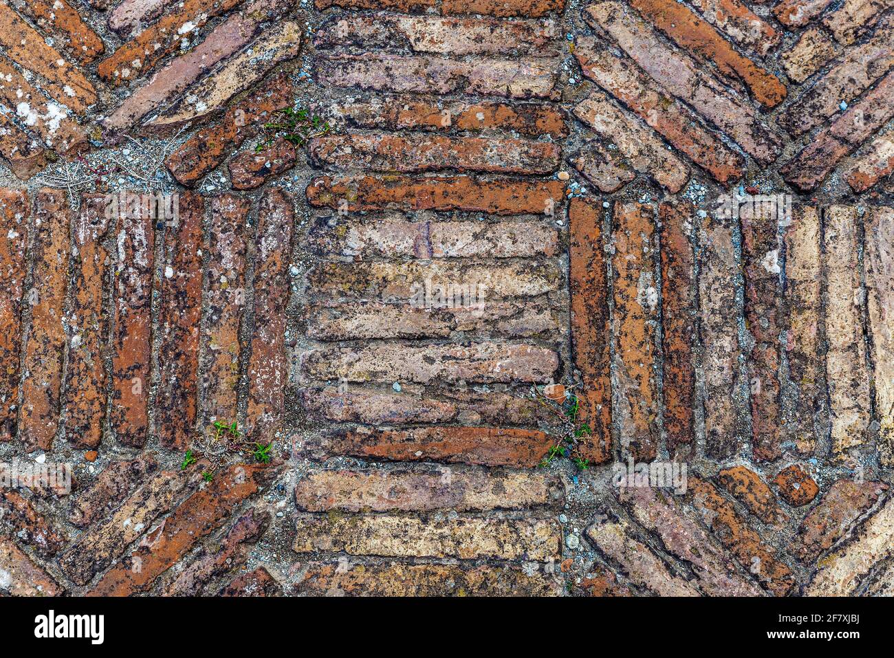 Old brick floor of the Castel Sant Elmo as background in Naples, Italy ...