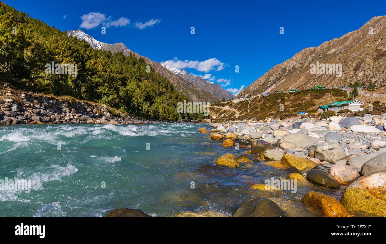 Serene Landscape of Baspa river valley near Chitkul village in Kinnaur ...