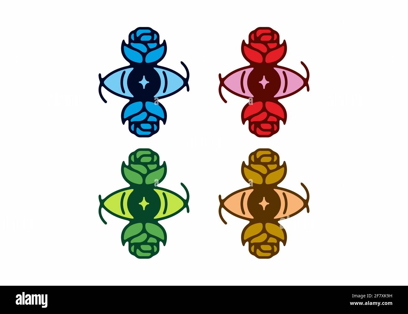 Colorful flat illustration of rose and eyes design Stock Vector Image ...