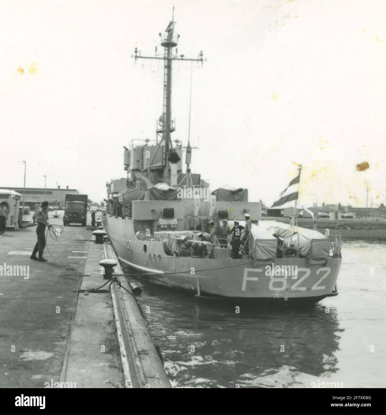 Wolf class Frigate Hr.Ms. Jaguar (1954-1983), on the quay in Den Helder ...