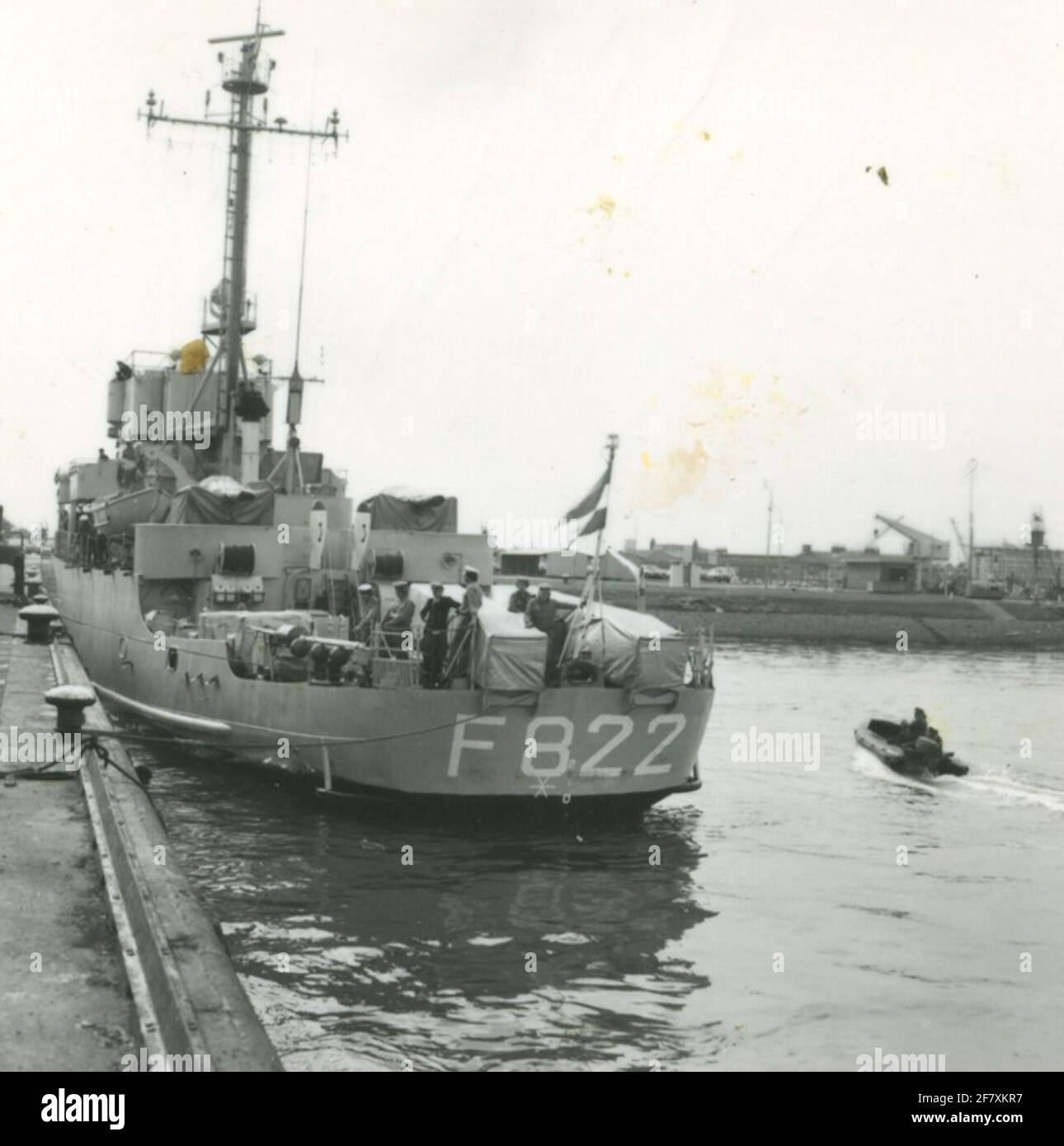 Wolf class Frigate Hr.Ms. Jaguar (1954-1983), on the quay in Den Helder ...