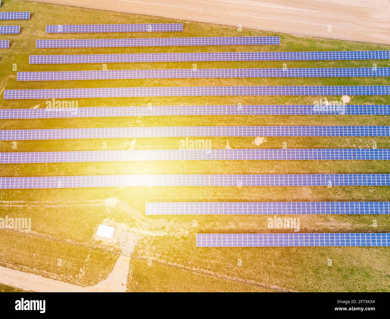 Solar panels small farm aerial view Stock Photo - Alamy