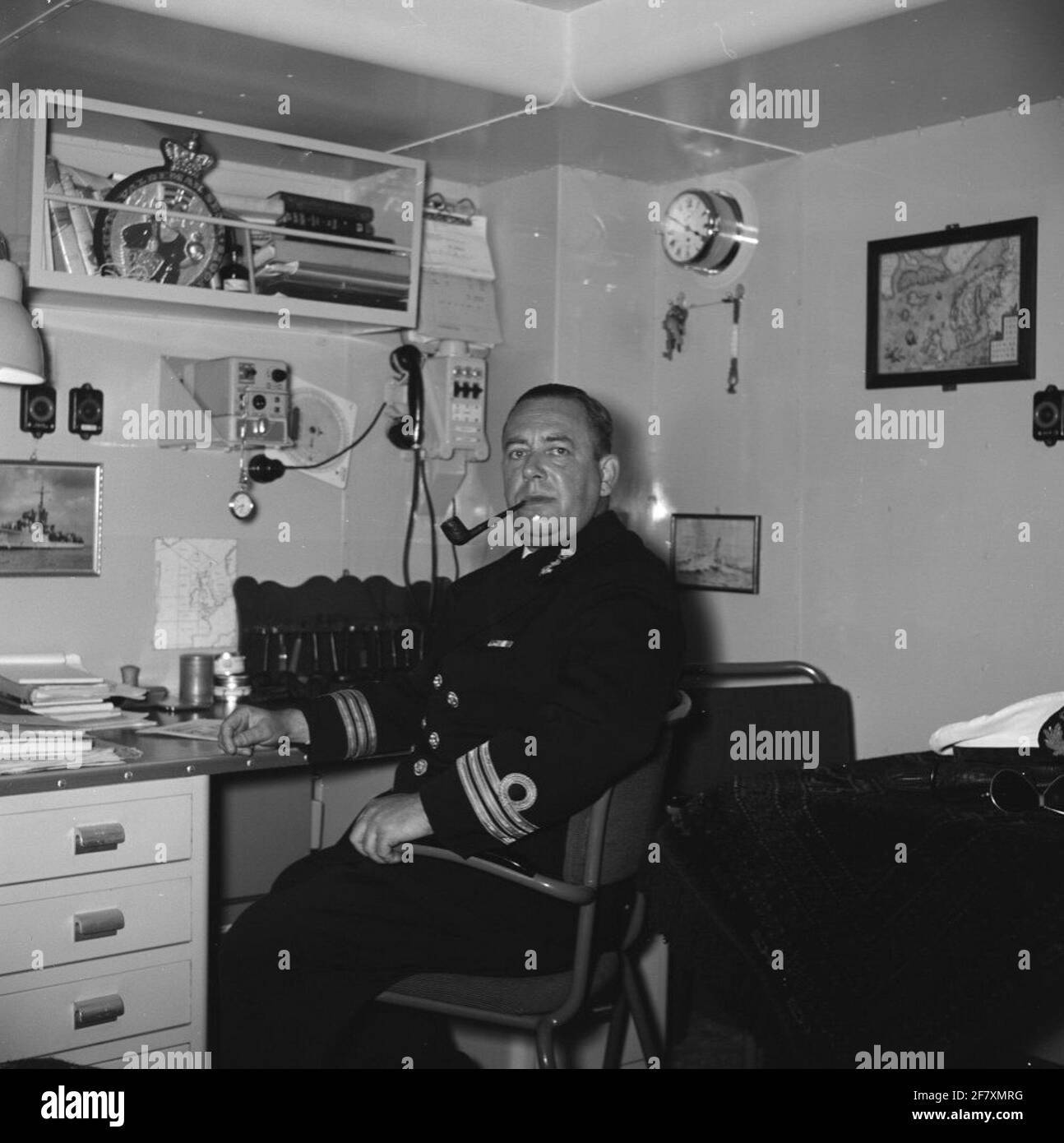The commander of the submarine hunter Hr.Ms. Zeeland (D 809) Captain ...