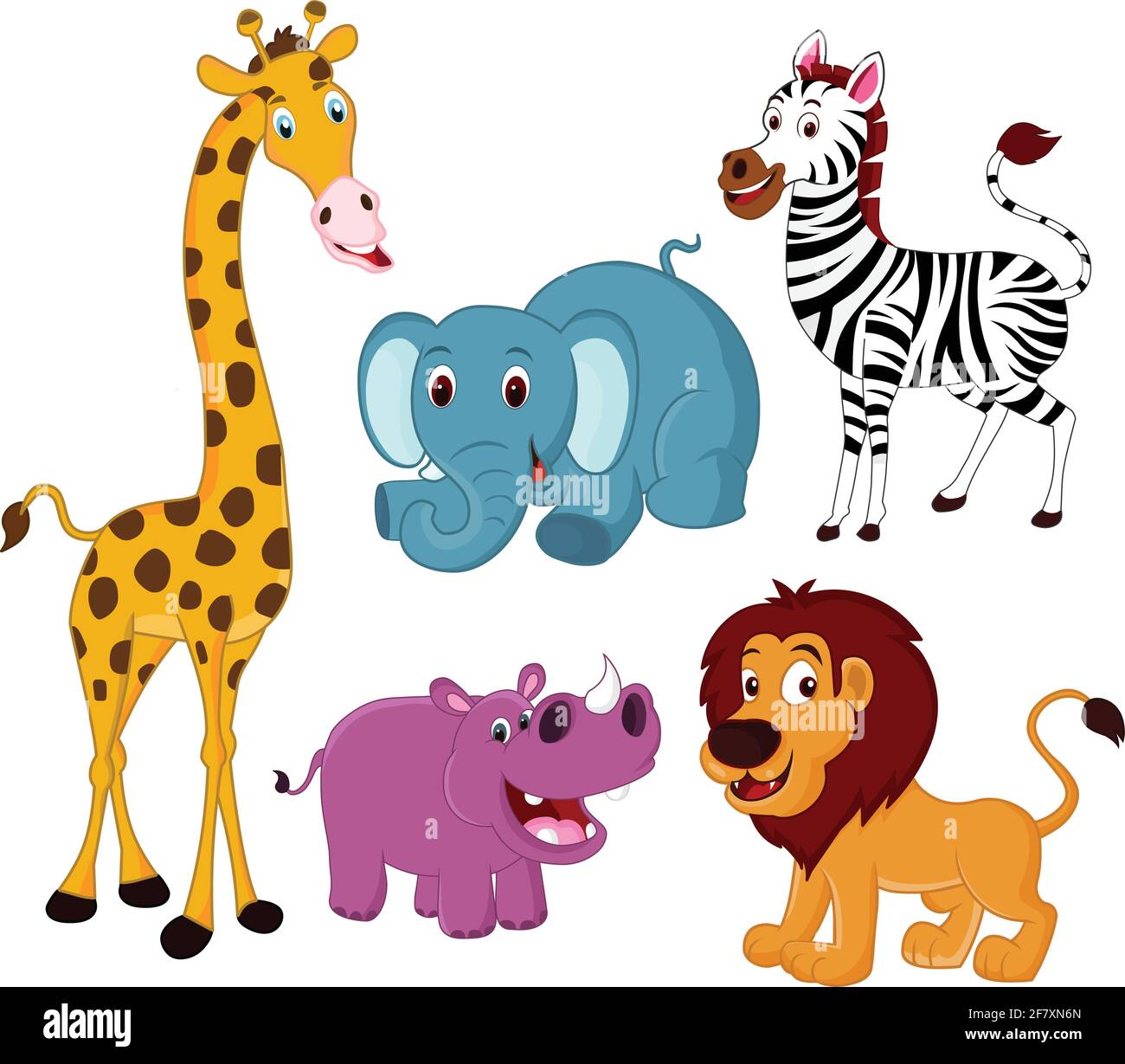 Set of african animals cartoon illustration isolated on white ...