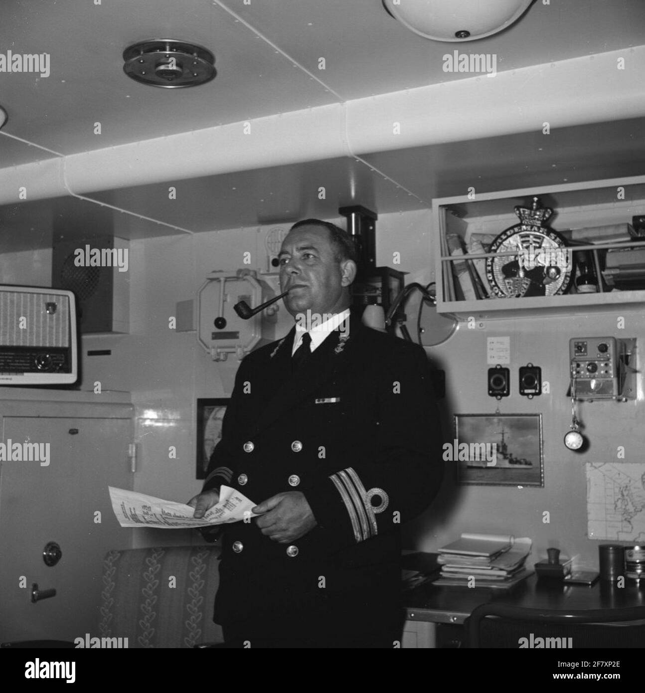 The commander of the submarine hunter Hr.Ms. Zeeland (D 809) Captain ...