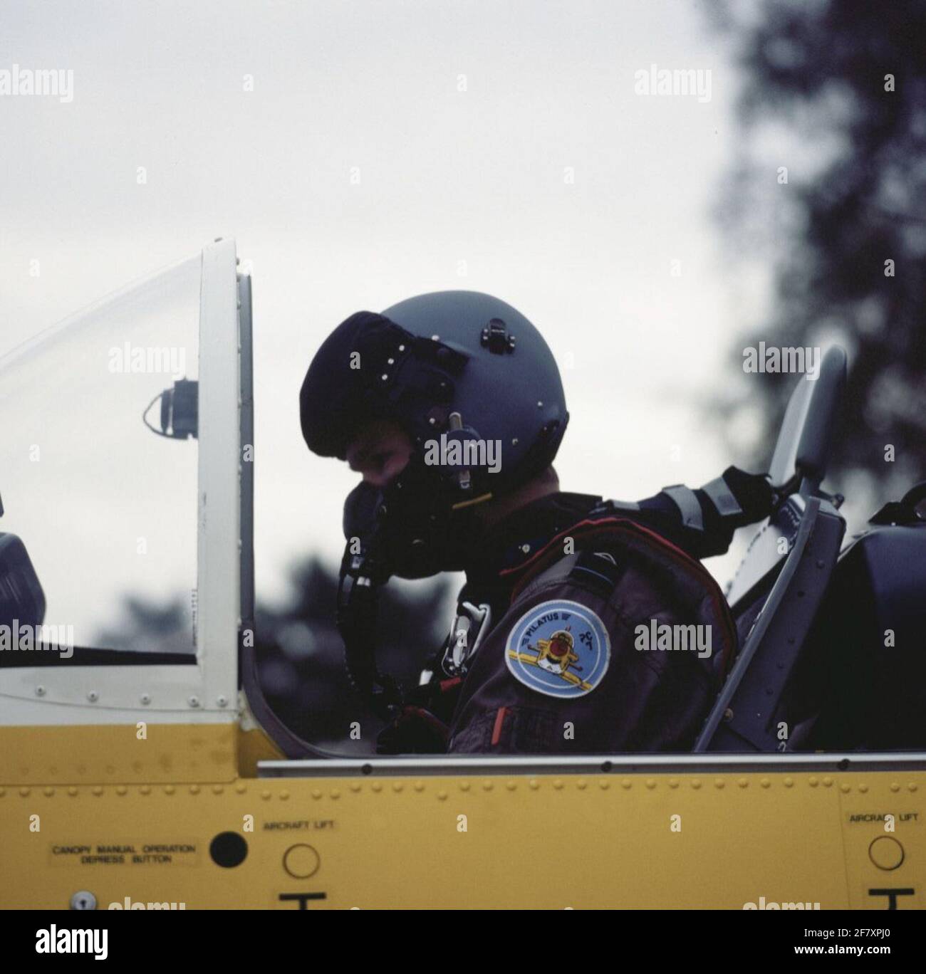 Apprentice kite in the cockpit of a Pilatus PC-7 turbo trainer of ...