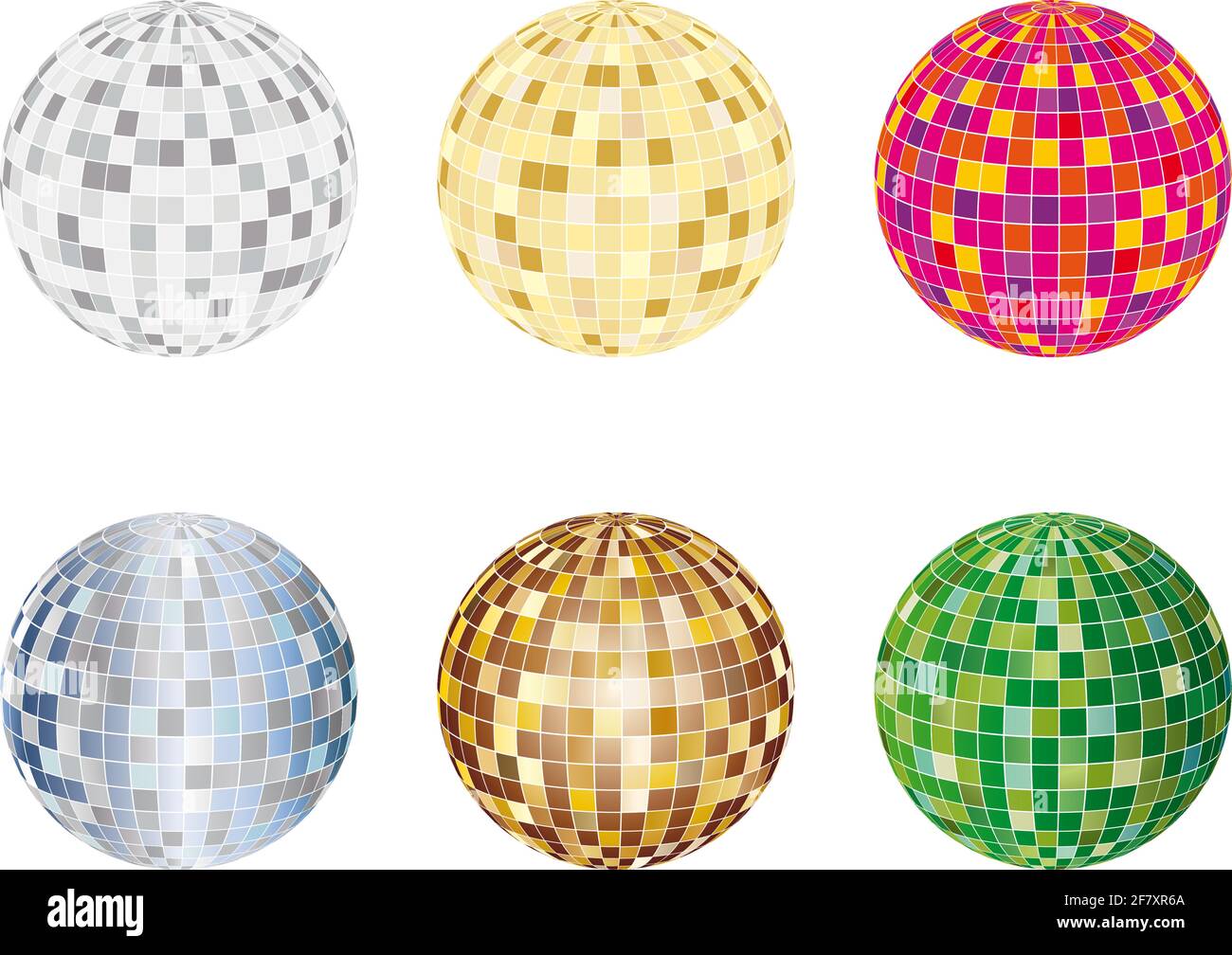 Set of disco sphere equipment in three-dimensions shape Stock Vector ...