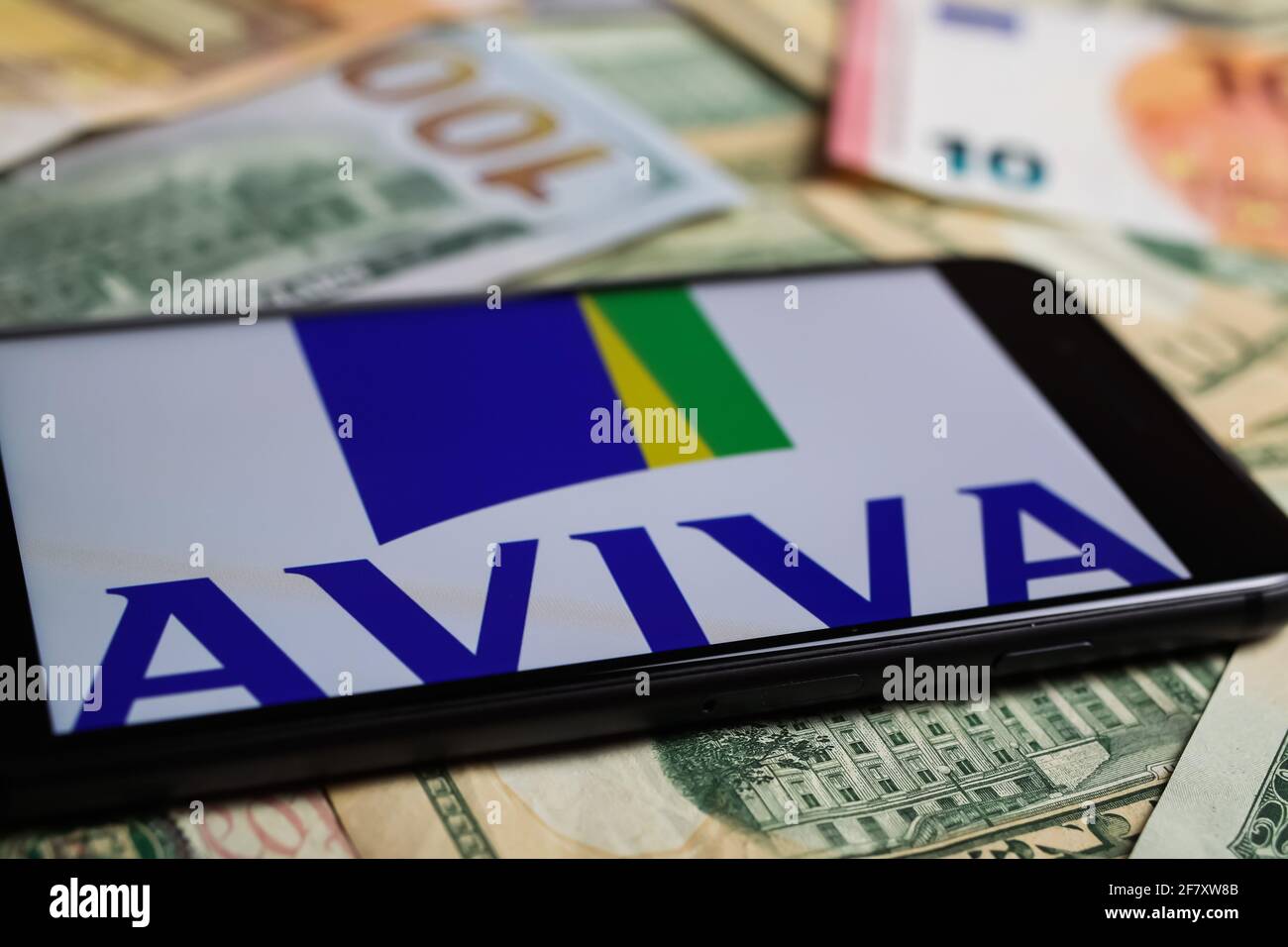 Viersen, Germany - March 1. 2021: Closeup of smartphone with logo ...