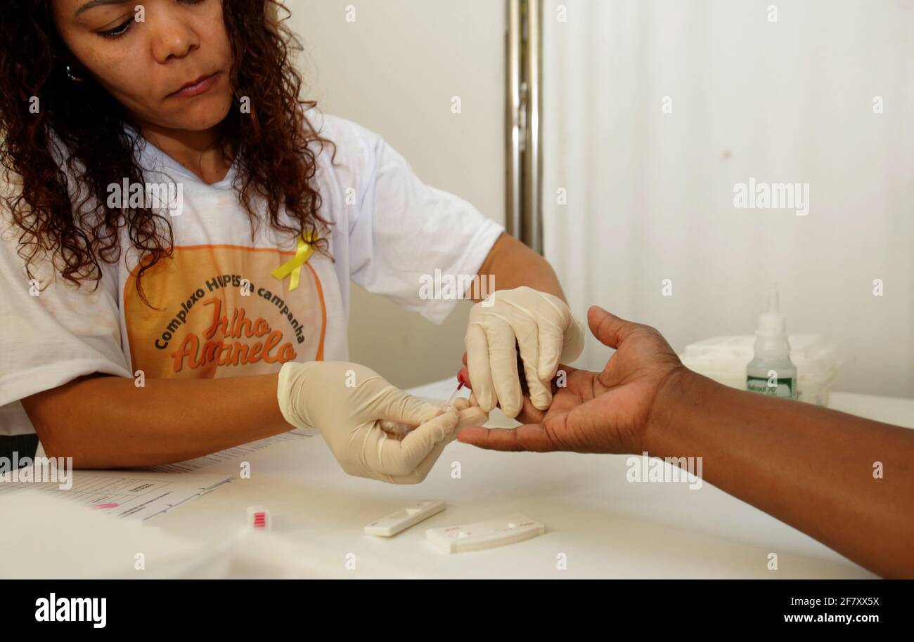 salvador, bahia / brazil - july 28, 2017: Blood collection for rapid ...