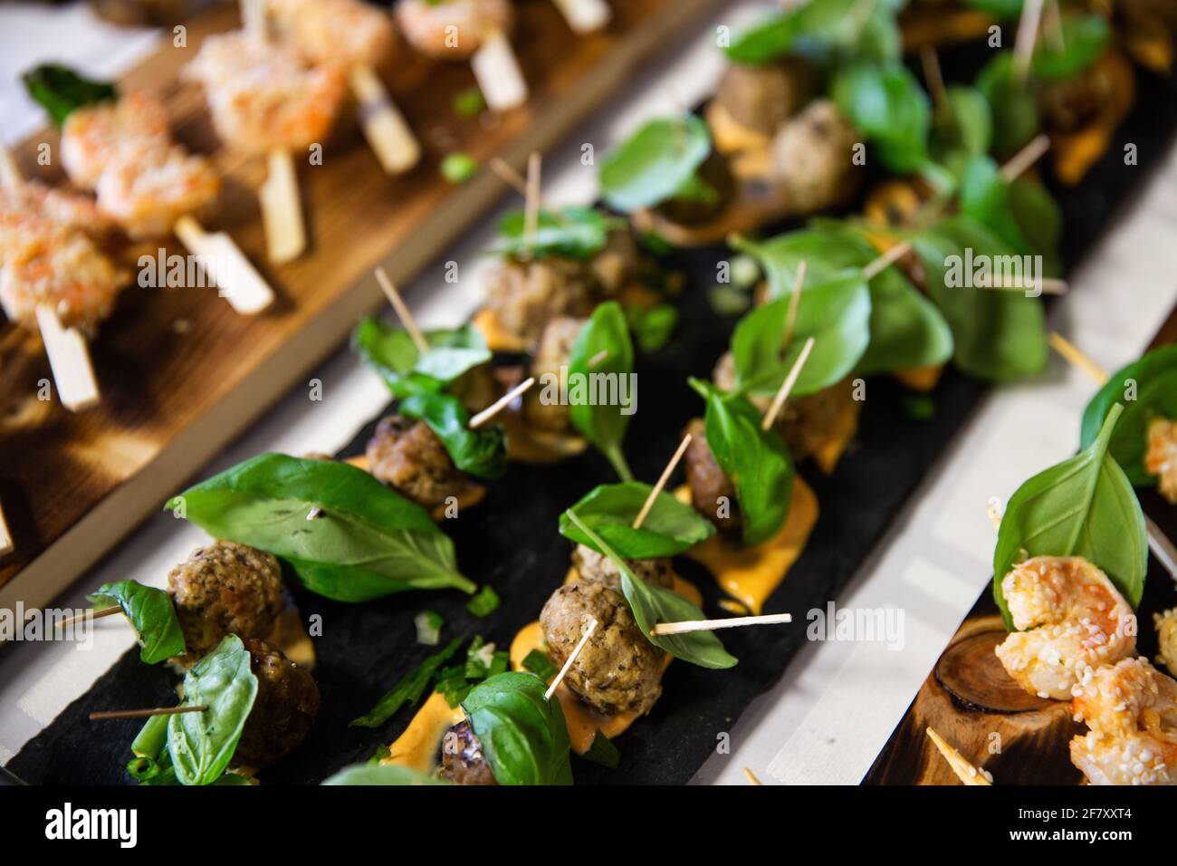 appetizers presented on a nice tray during a party Stock Photo - Alamy