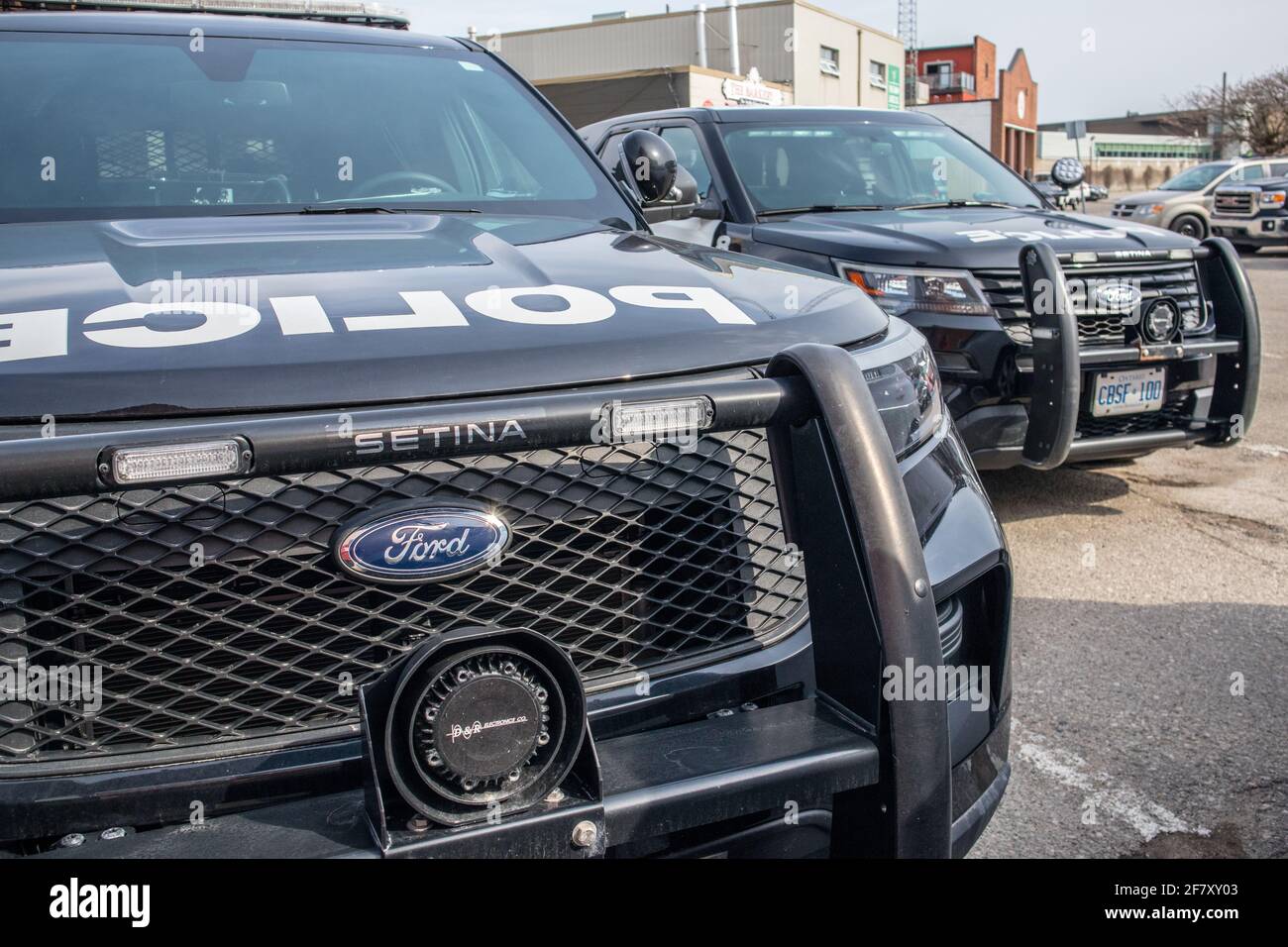 Stratford Police cruisers, front Stock Photo - Alamy