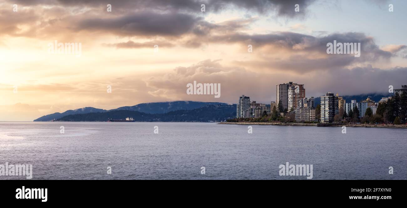 Panoramic View of a Modern City Buildings on the West Pacific Ocean ...