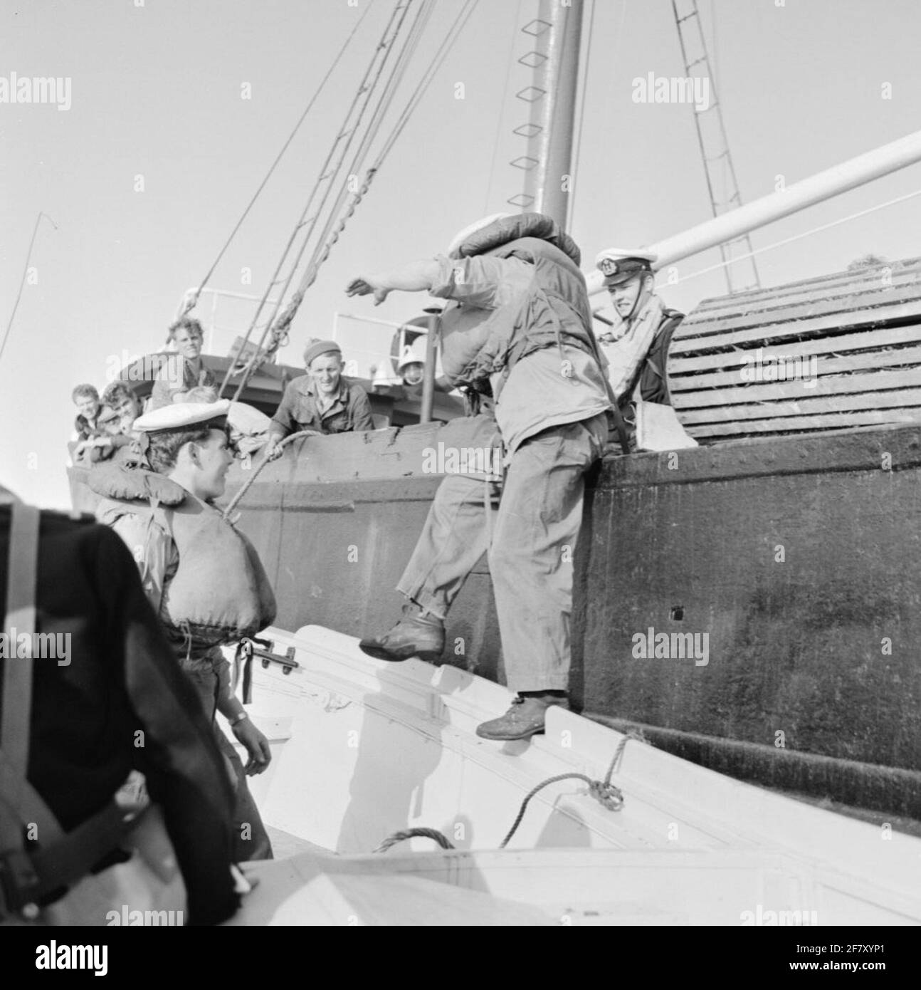 Fishing inspection in the North Sea with the frigate of predator class ...